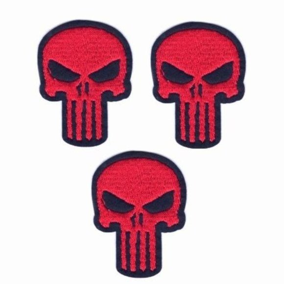 Accessories | 3 War Red Logo Skull Head Iron On Patches Badges | Poshmark